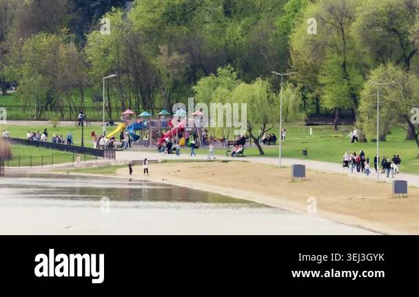 Chisinau, Moldova - April 16, 2026: A wide view of a park with a ...