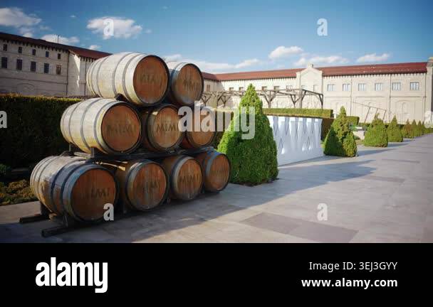 Bulboaca, Moldova - April 25, 2026: Scenic view of wine barrels ...