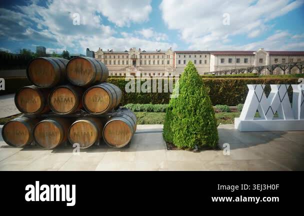Bulboaca, Moldova - April 25, 2026: Scenic view of wine barrels ...