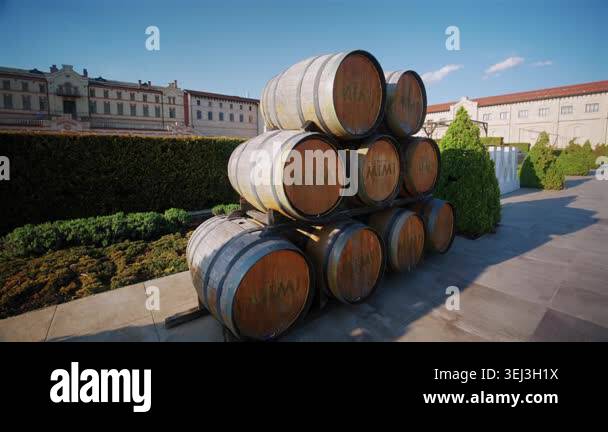 Bulboaca, Moldova - April 25, 2026: Scenic view of wine barrels ...
