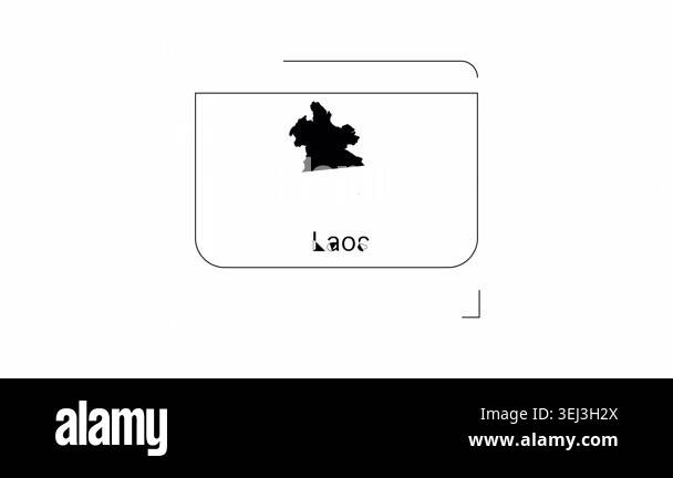 A computer monitor displays a black silhouette of the map of Laos. The ...