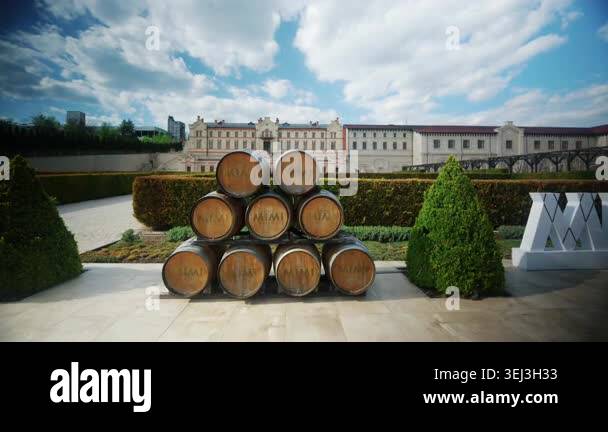 Bulboaca, Moldova - April 25, 2026: Scenic view of wine barrels ...