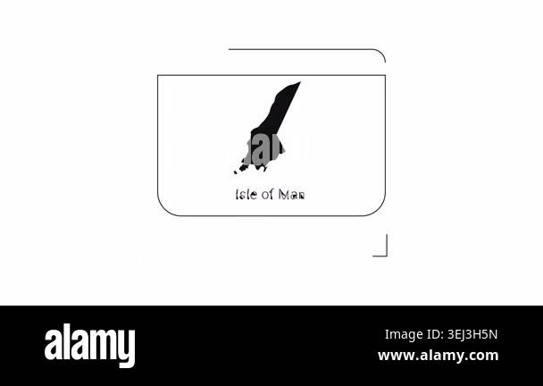 A simple black and white graphic illustration of the Isle of Man map ...