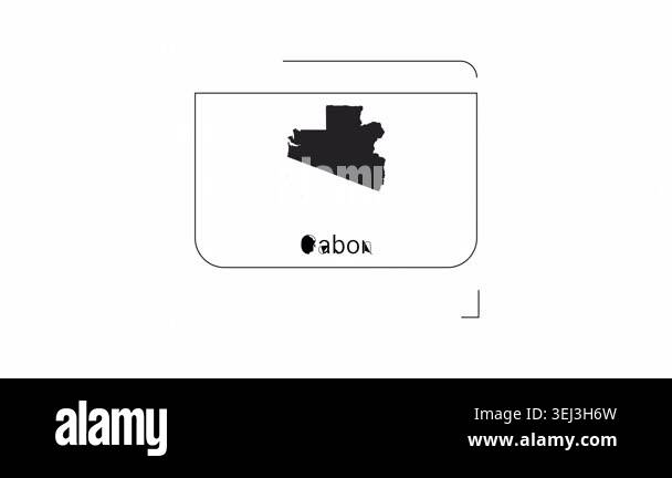 Outline graphic of a computer monitor displaying the map of Gabon and ...