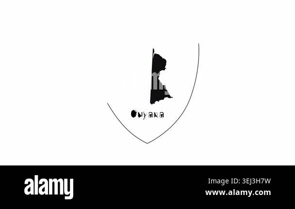 A simple graphic emblem featuring the outline map of Guyana within a ...