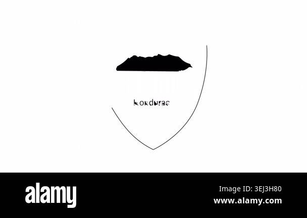 A simple black and white graphic featuring the outline of Honduras ...