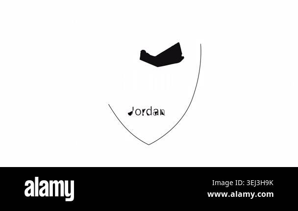 A simple graphic emblem featuring the map of Jordan within a shield ...