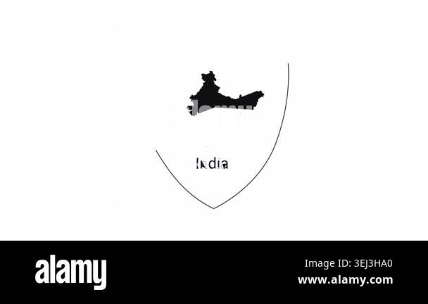 A simple graphic emblem featuring the map of India within a shield ...