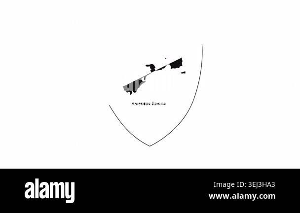 A minimalist graphic design featuring the outline of American Samoa ...