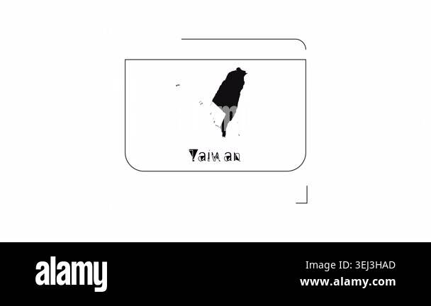 A black silhouette of the island of Taiwan is shown on a computer ...