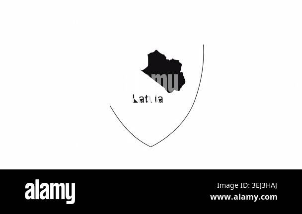 A simple graphic illustration featuring the outline of Latvia within a ...