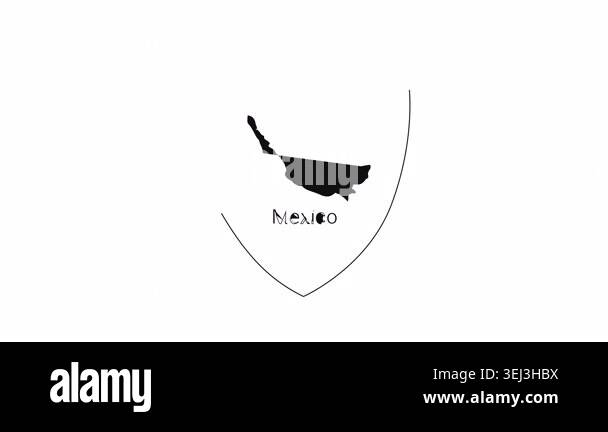 A simple graphic design featuring the outline of Mexico within a shield ...