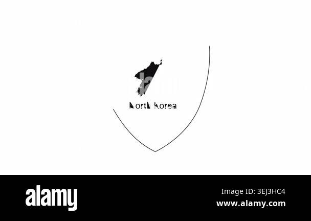 A minimalist vector graphic featuring the outline of North Korea within ...