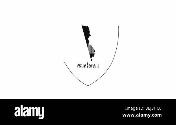 A simple graphic design featuring the outline of Malawi within a shield ...