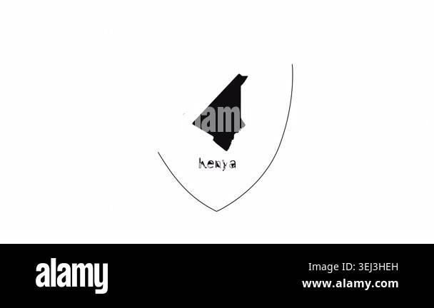 A simple black and white vector graphic featuring the outline of Kenya ...