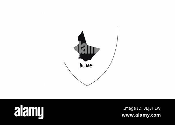 A minimalist vector graphic featuring the silhouette of Niue island ...