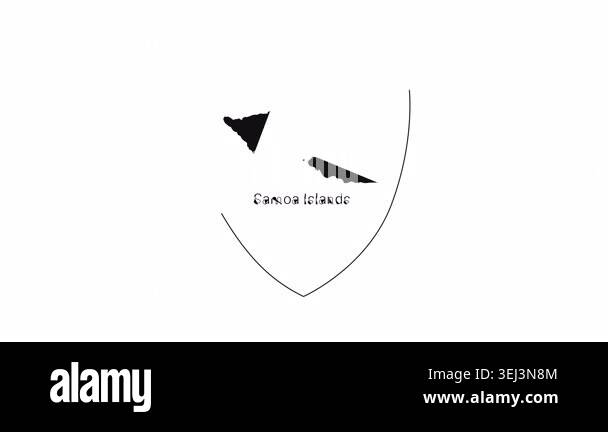 A simple outline graphic of a shield containing the map of the Samoa ...