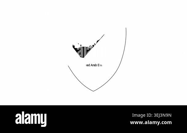 A minimalist graphic design featuring the silhouette of the United Arab ...