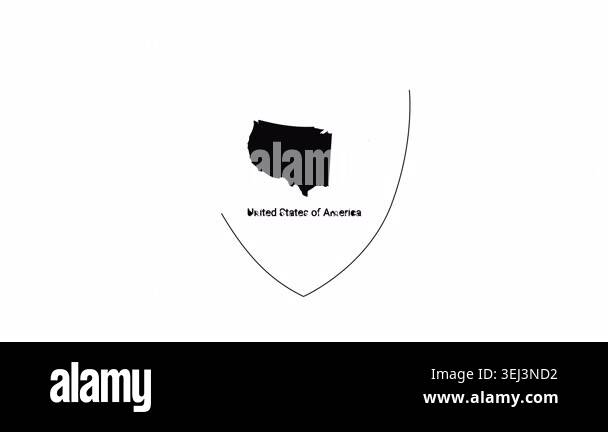 A minimalist graphic design featuring a shield outline with a black ...