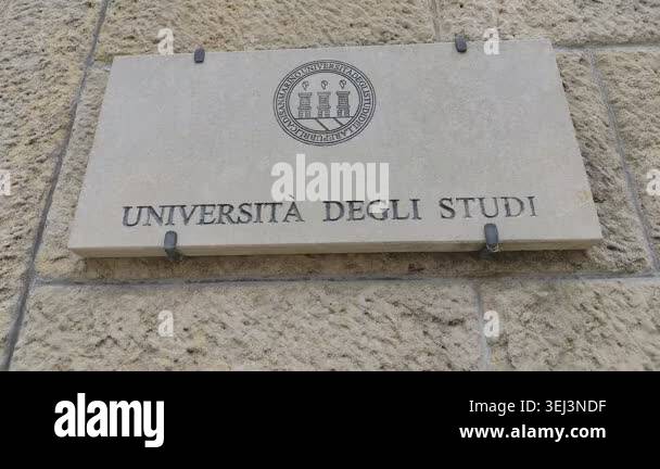 University of San Marino Stone Sign and Logo Engraving Stock Video ...