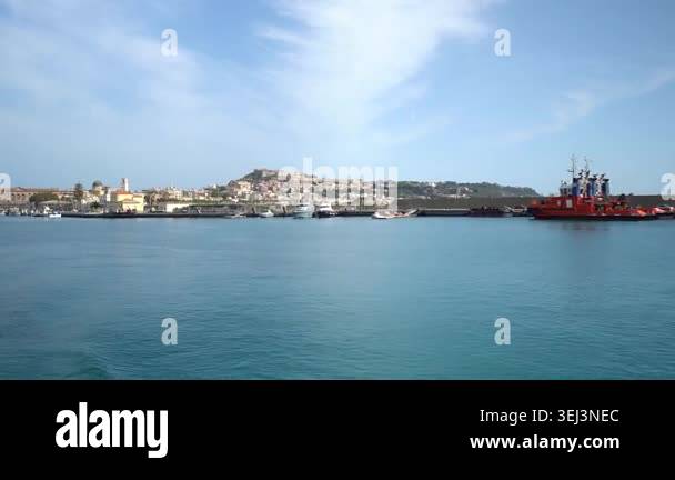 4K video of Mondello port in Palermo, Sicily with colorful waterfront ...