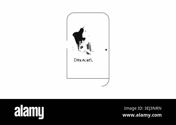 A simple line drawing of a smartphone displaying the map of Denmark ...