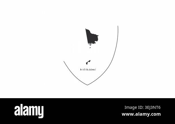A minimalist shield outline containing a black silhouette of an island ...