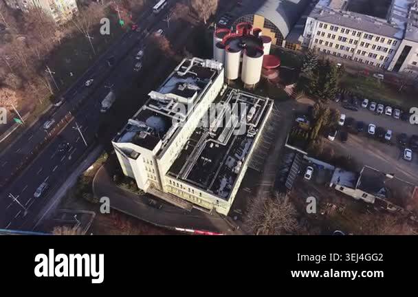 Modern building rooftop filled with HVAC machinery Stock Video Footage ...