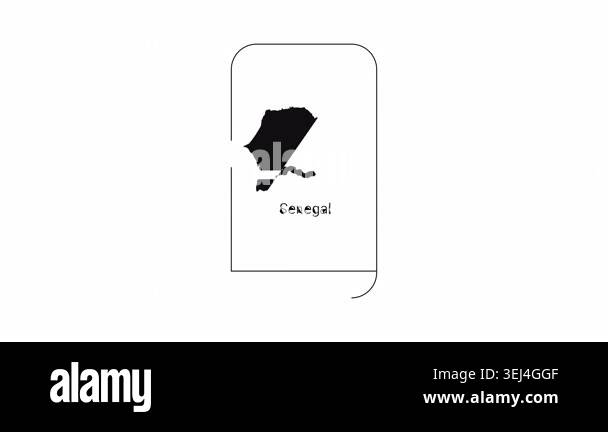 A minimalist outline of a smartphone displaying the map of Senegal in ...