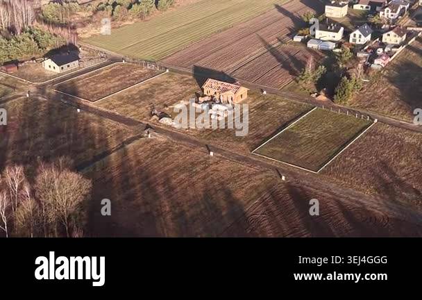 Aerial view of new house construction Stock Video Footage - Alamy
