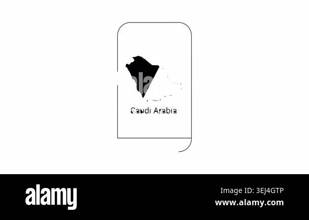 A minimalist outline of a smartphone displaying the map of Saudi Arabia ...