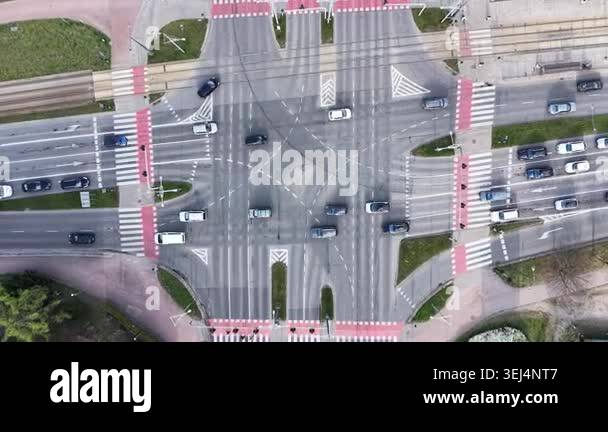 Top-down video frame of city traffic flow Stock Video Footage - Alamy