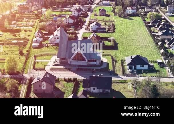 Modern church architecture in calm suburban landscape Stock Video ...