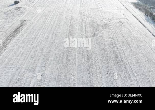 Rural winter agriculture field with tractor marks Stock Video Footage ...