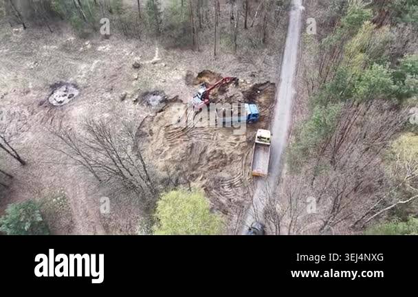 Top view of land clearing and logging activity Stock Video Footage - Alamy