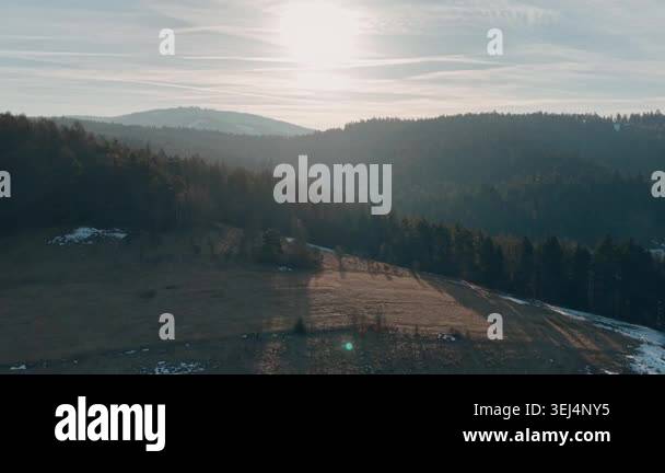 Sunny view of mountains and hills in late winter Stock Video Footage ...