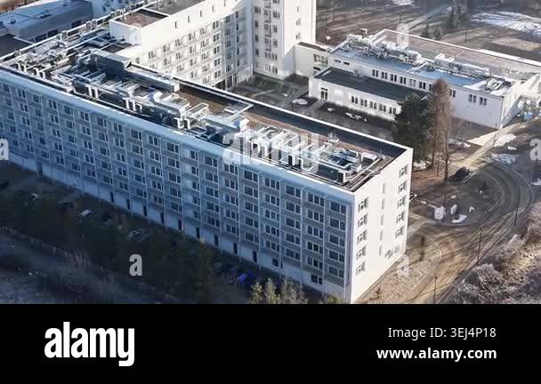Modern building rooftop filled with HVAC machinery Stock Video Footage ...