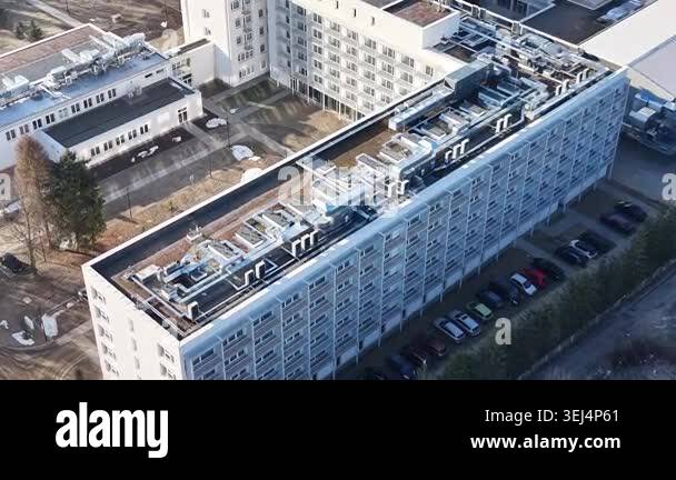 Commercial roof with complex ventilation systems Stock Video Footage ...