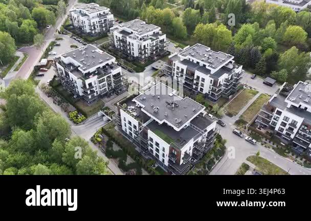 Clean modern apartment community with organized urban design Stock ...
