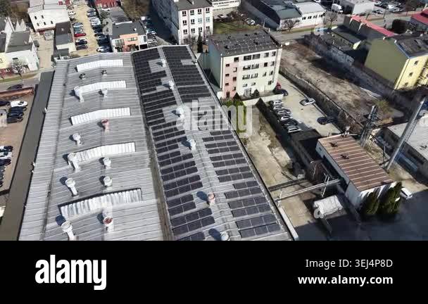 Factory with solar roof panels ESG, construction, renewable power ...