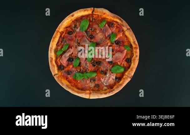 Rotating Fresh Pizza, Endless Loopable Slow Motion Shot Stock Video ...