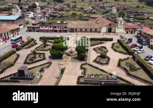 Topaga, Boyaca - Colombia. March 2, 2026. Panoramic drone view of the ...