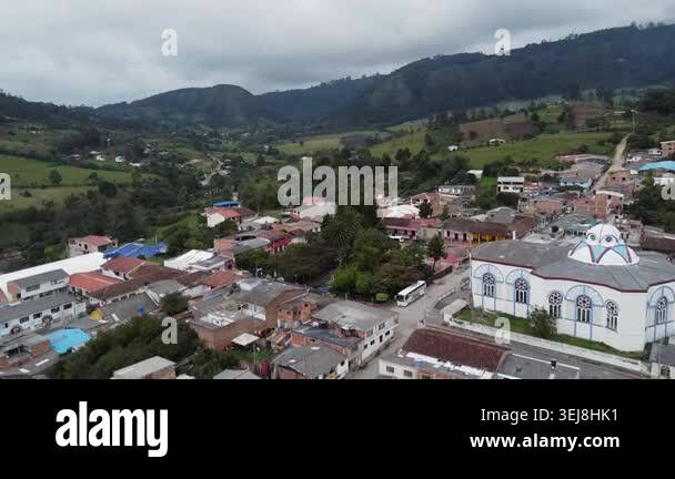 Gachantiva, Boyaca - Colombia. March 9, 2026. Panoramic drone view of ...