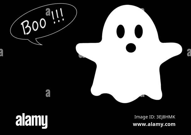 halloween cute ghost cartoon animation on black background Stock Video ...
