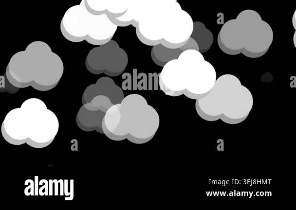 Animated falling clouds slow moving on black background Stock Video ...