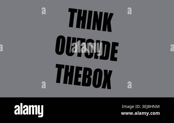Think outside the box motivation quote animation. retro style. light ...