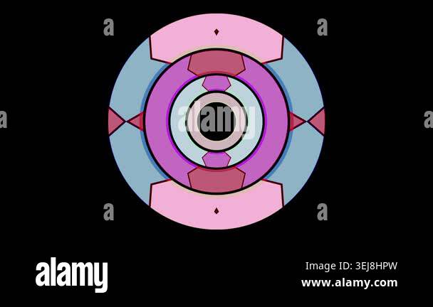 Colorful rotating circle animation black background. purple circle ...