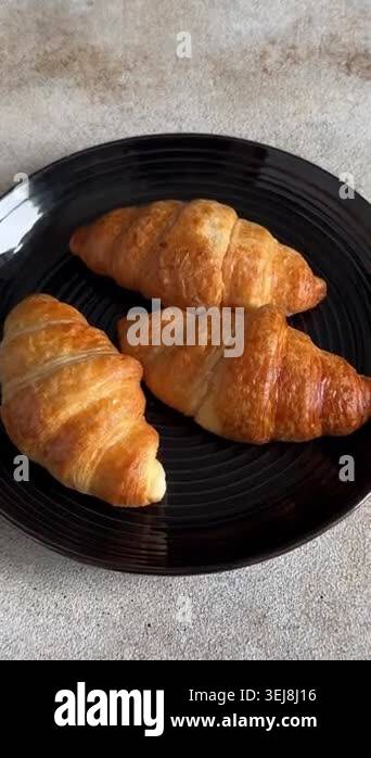 Croissants fresh pastries, fluffy treats tasty snack gourmet food ...