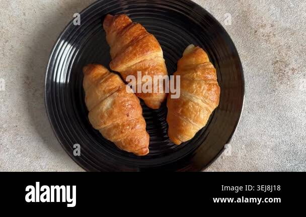 Croissants fresh pastries, fluffy treats tasty snack gourmet food ...