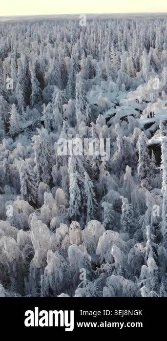 Aerial Frozen Ridge Overlook With Layered Ice Shelves And SnowLaden ...